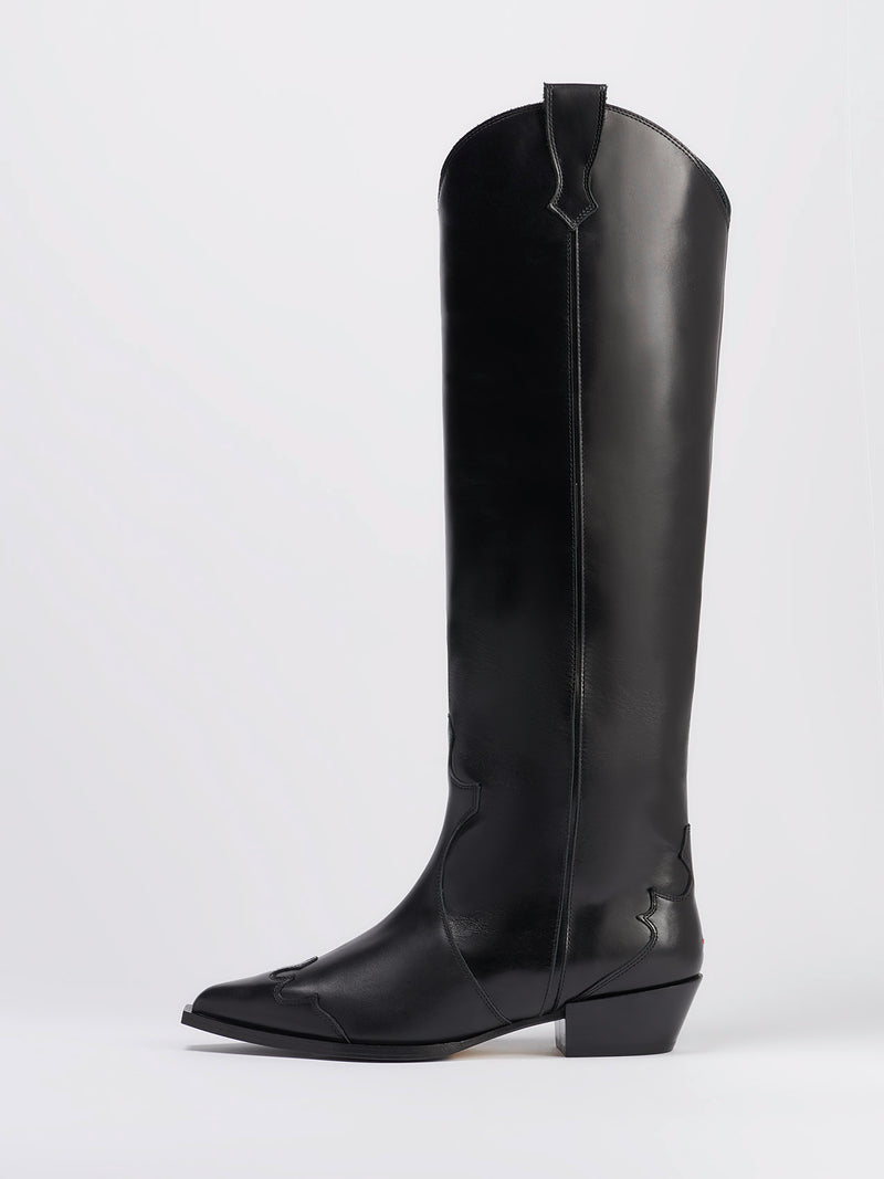 Aeyde | HENRY Black Knee-High Riding Boot