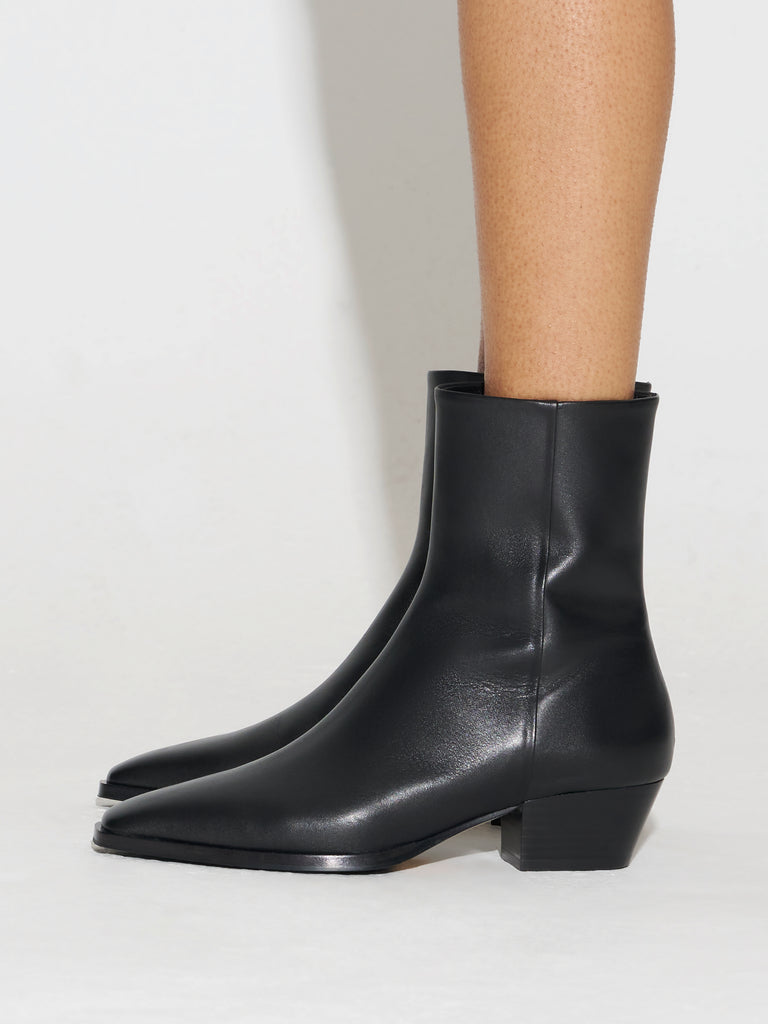 Baba Leather Ankle Boots | Black Calf