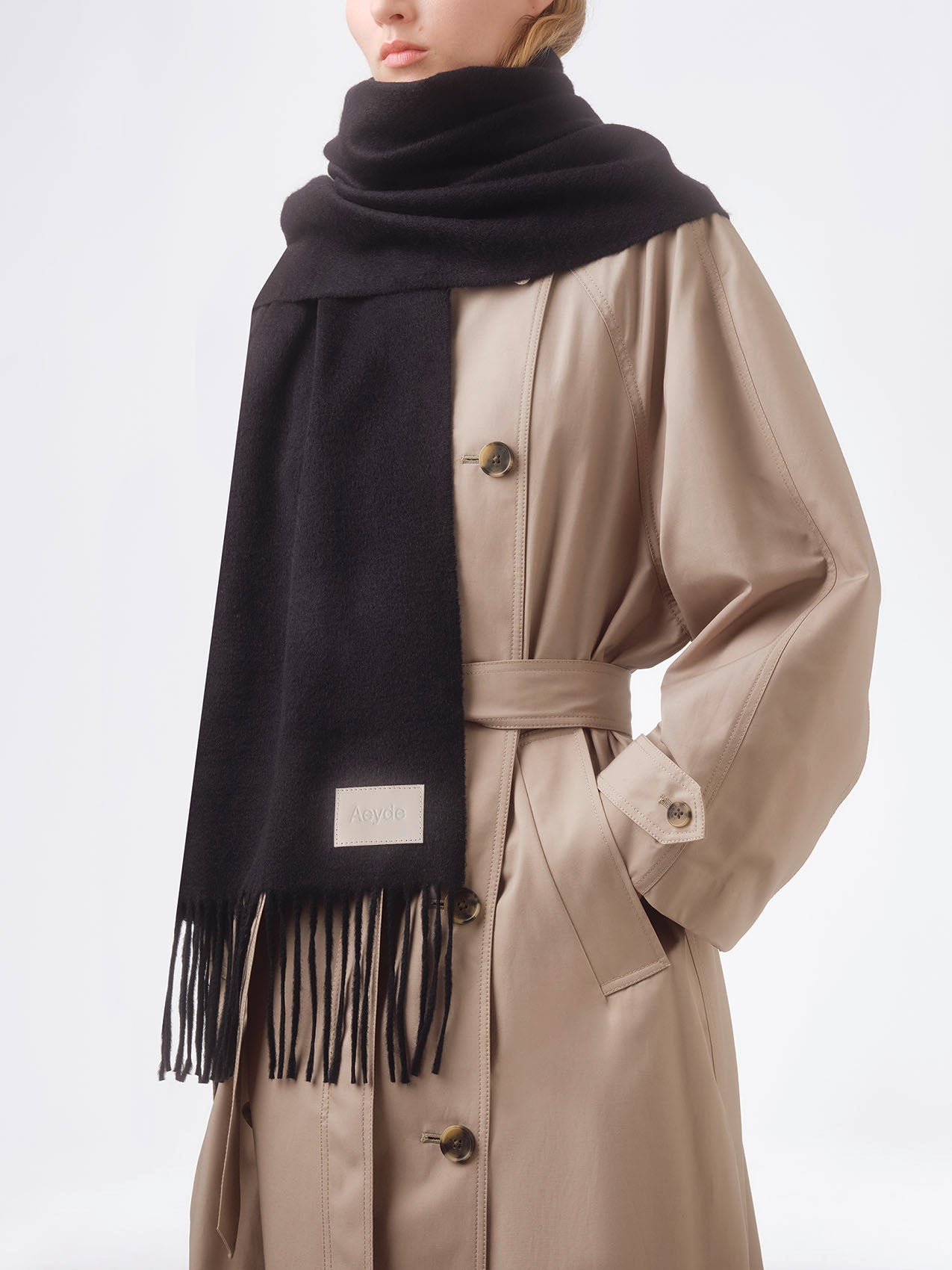 Aeyde | BELA Black Cashmere Scarf