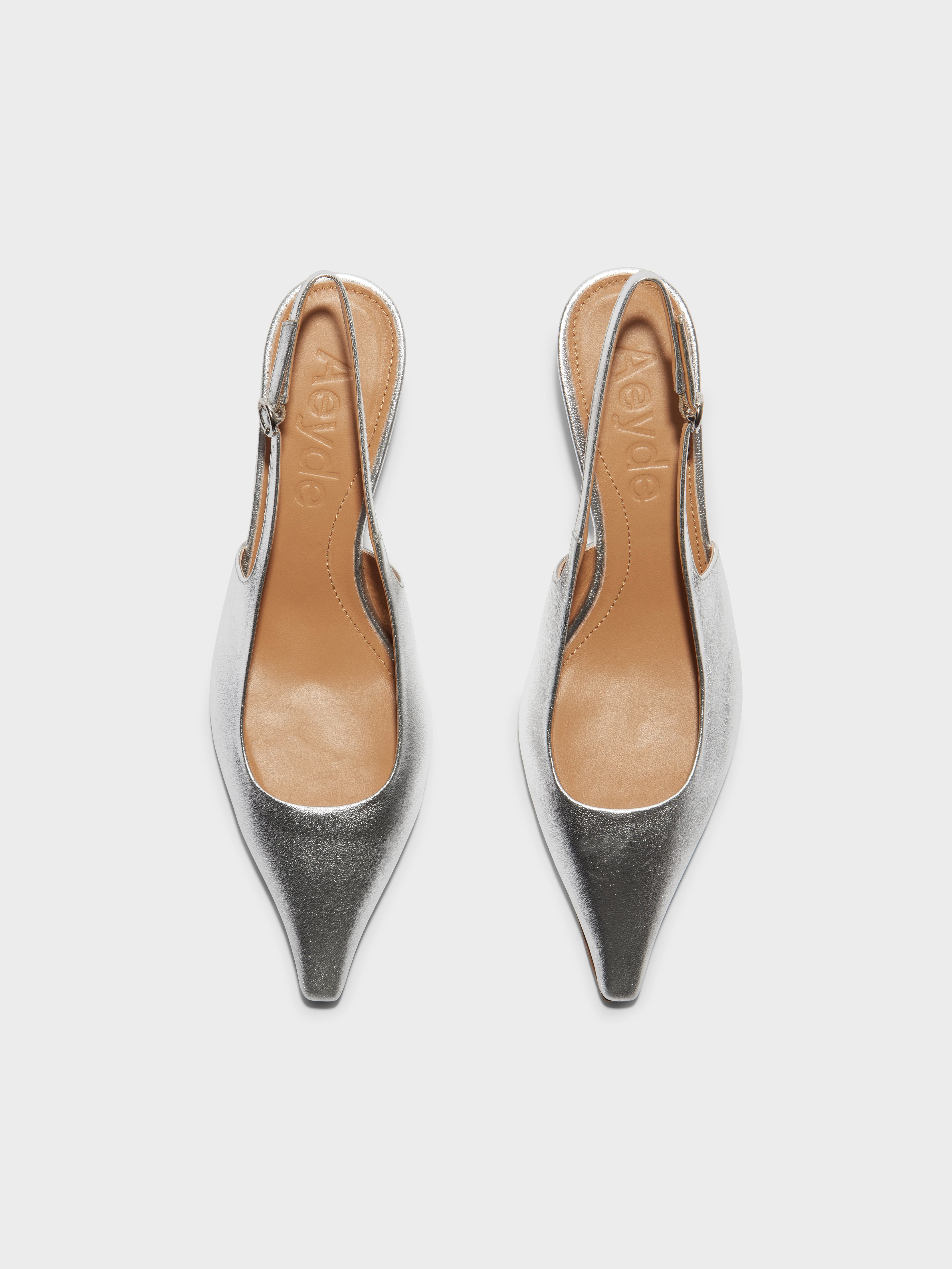 Aeyde | CATRINA Silver Kitten Heel Pump