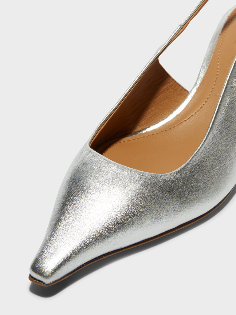 Aeyde | CATRINA Silver Kitten Heel Pump