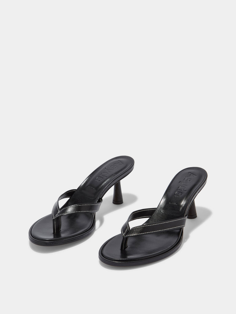 Daphne Leather Heeled Sandals | Black Nappa