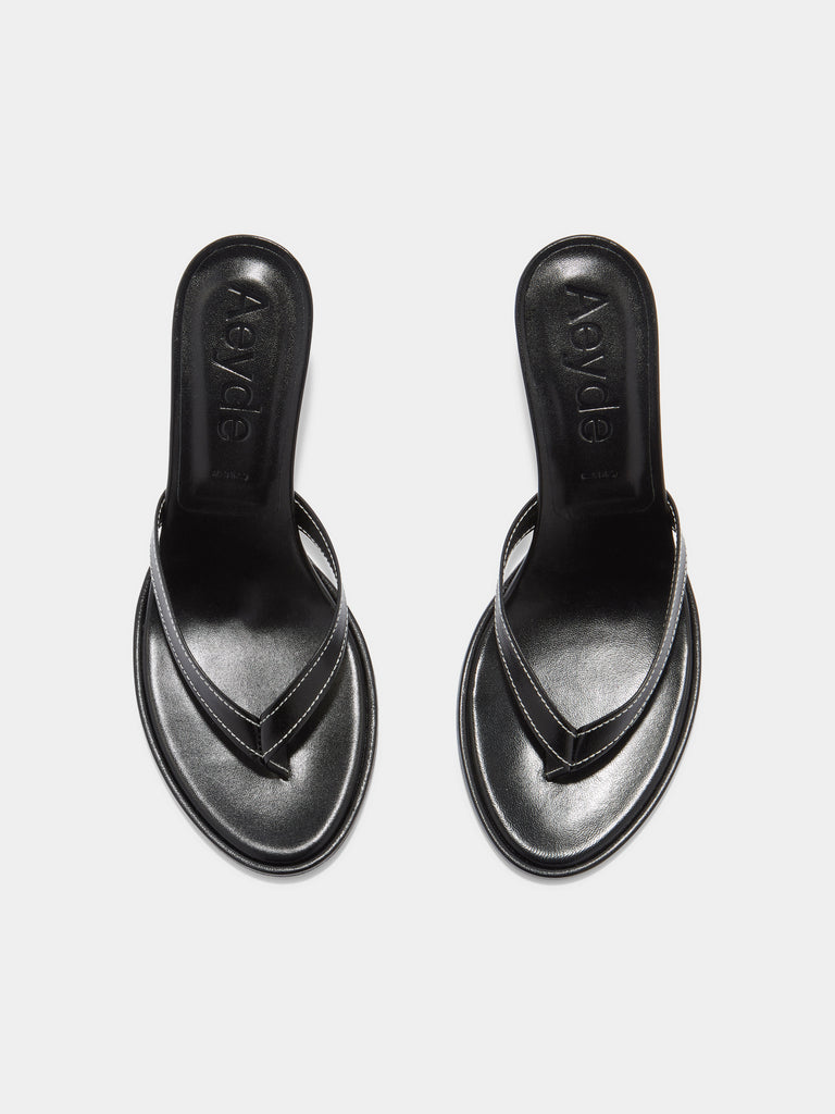 Daphne Leather Heeled Sandals | Black Nappa