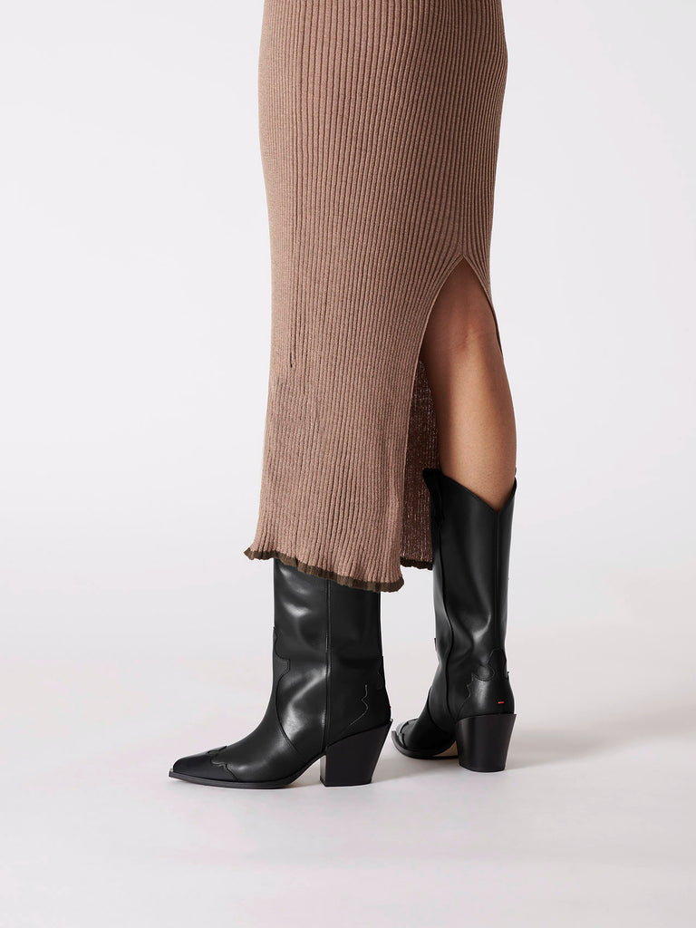 Aeyde | ARIEL Black Leather Cowboy Boot